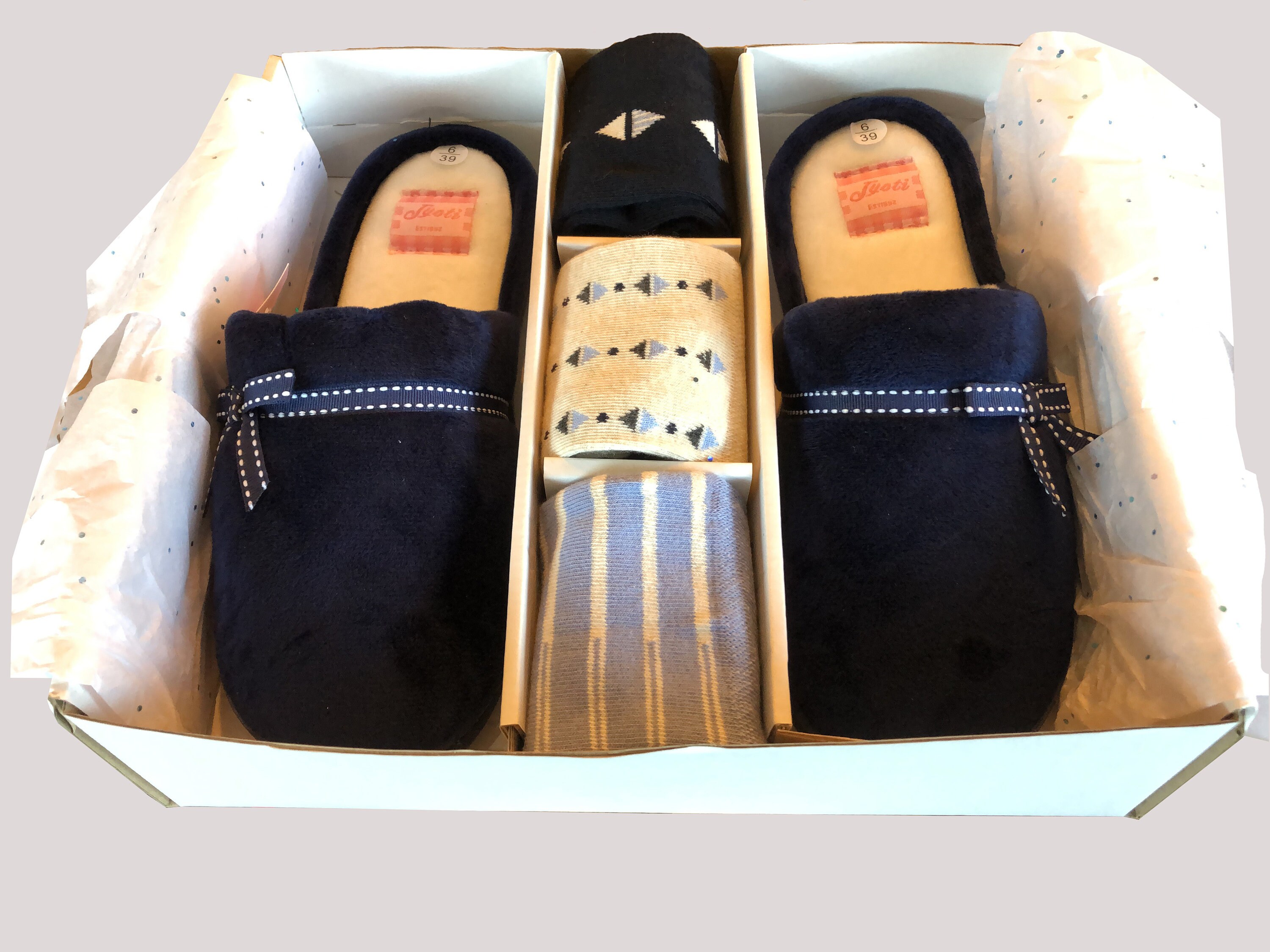 Slipper Gift Set Ladies Mule and 3 Pairs Socks Birthday Christmas ...