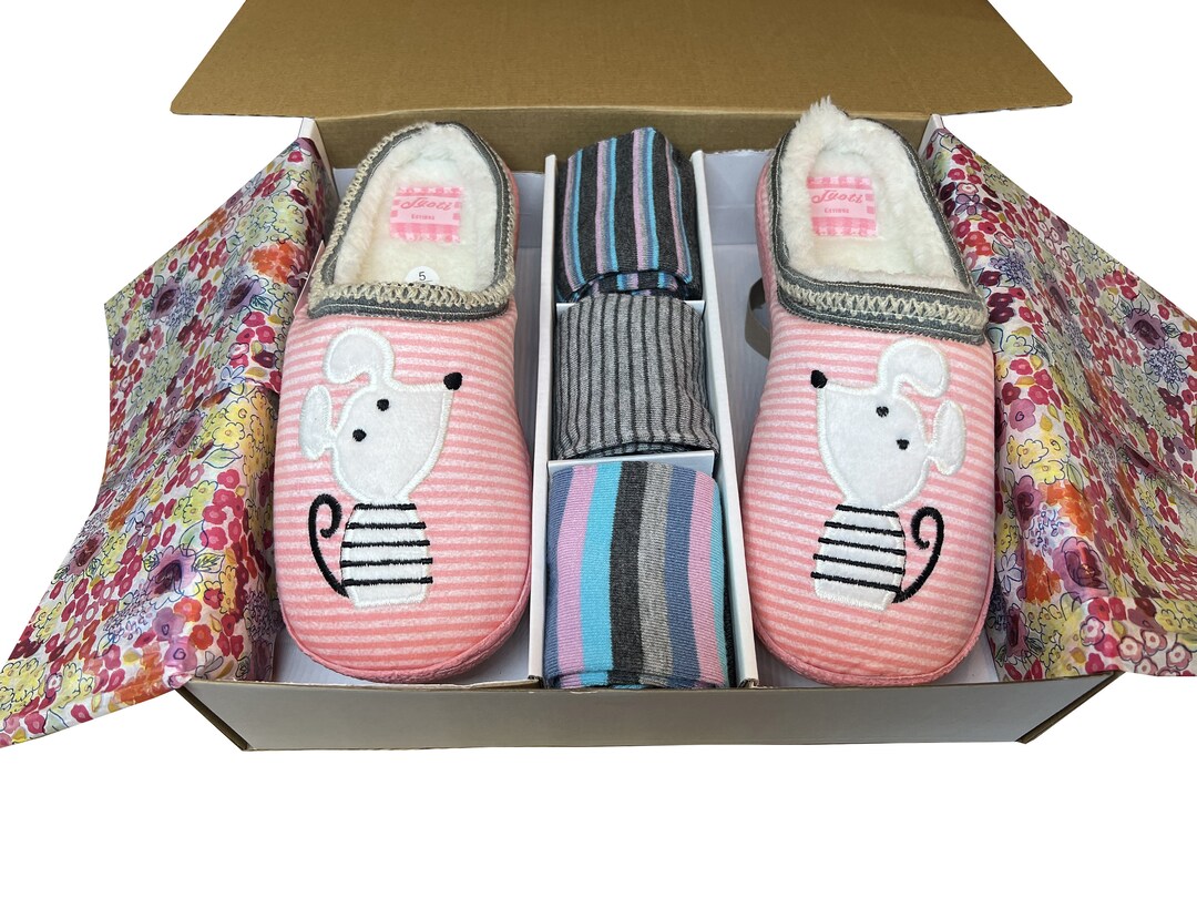 Slipper Boxed Gift Set Ladies Closed Toe Faux Fur Mule's 3 Pairs of ...