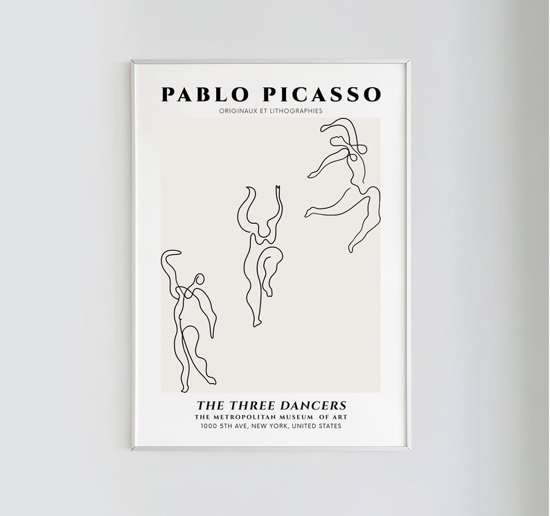 Picasso Line Art Prints, Set of 3: Minimalist Scandi Decor (digital ...