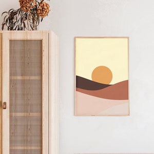 Boho Desert, Set of 2 Prints | Night and Day Minimalist Landscape ...