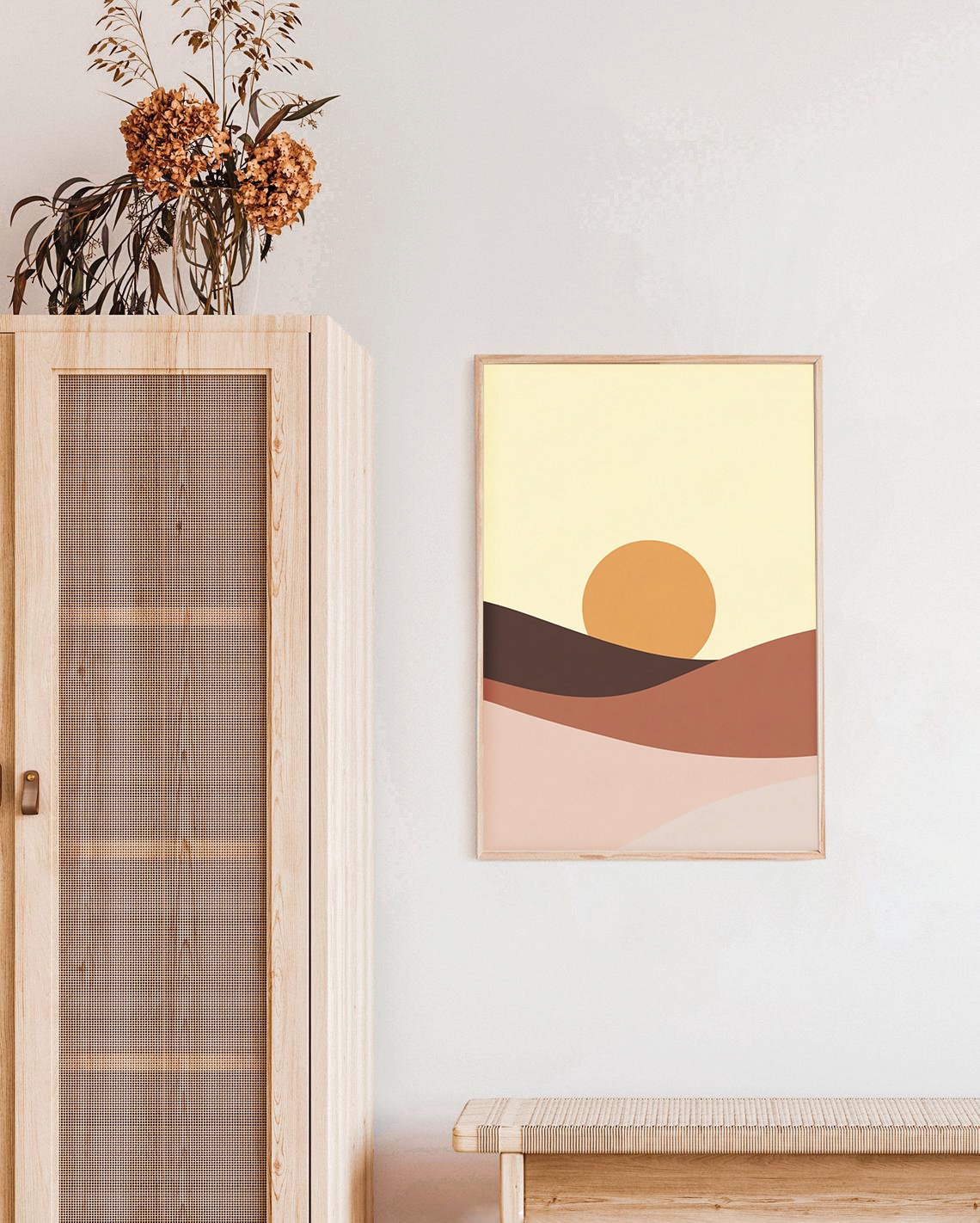 Boho Desert, Set of 2 Prints | Night and Day Minimalist Landscape ...