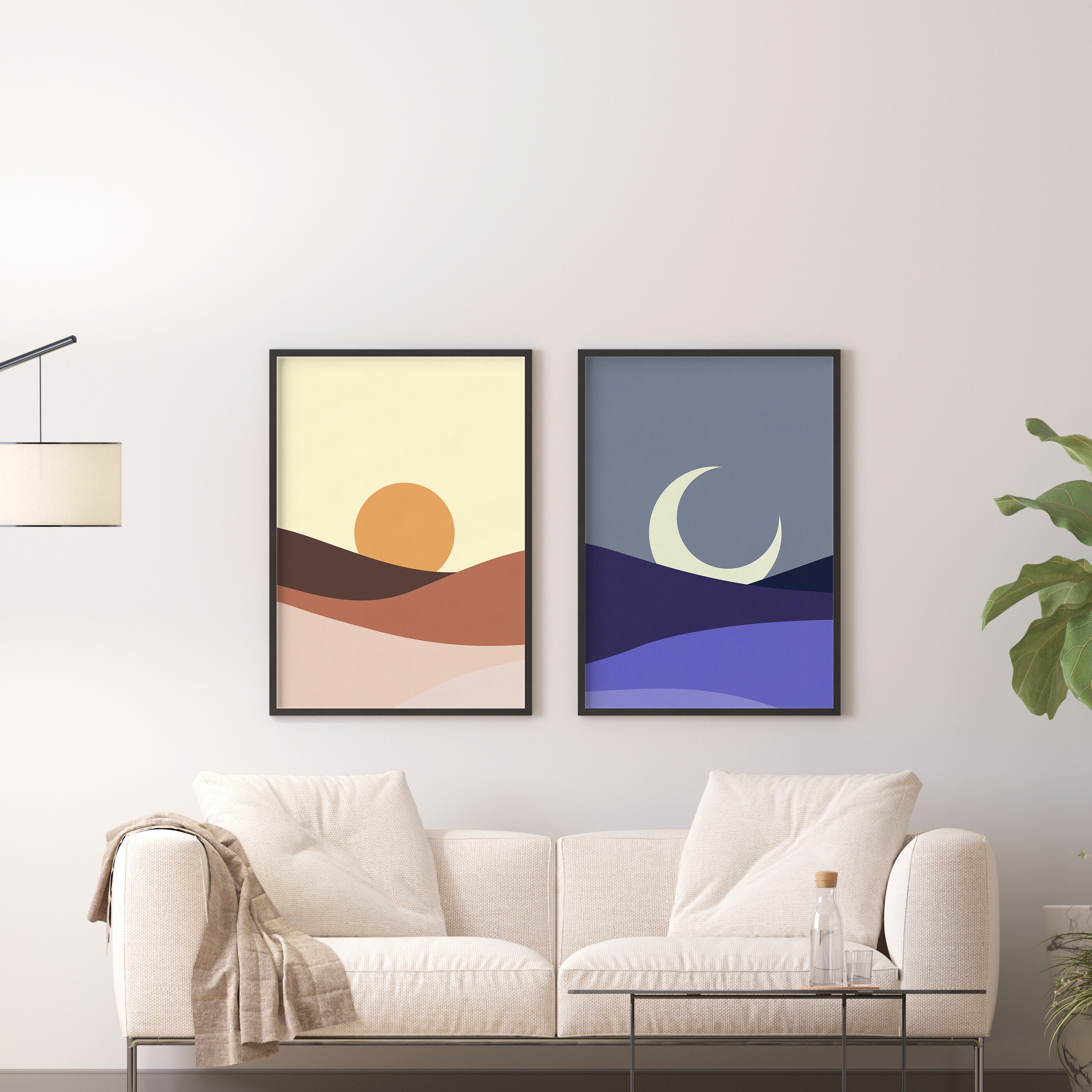 Boho Desert Set of 2 Prints Night and Day Bundle - Etsy
