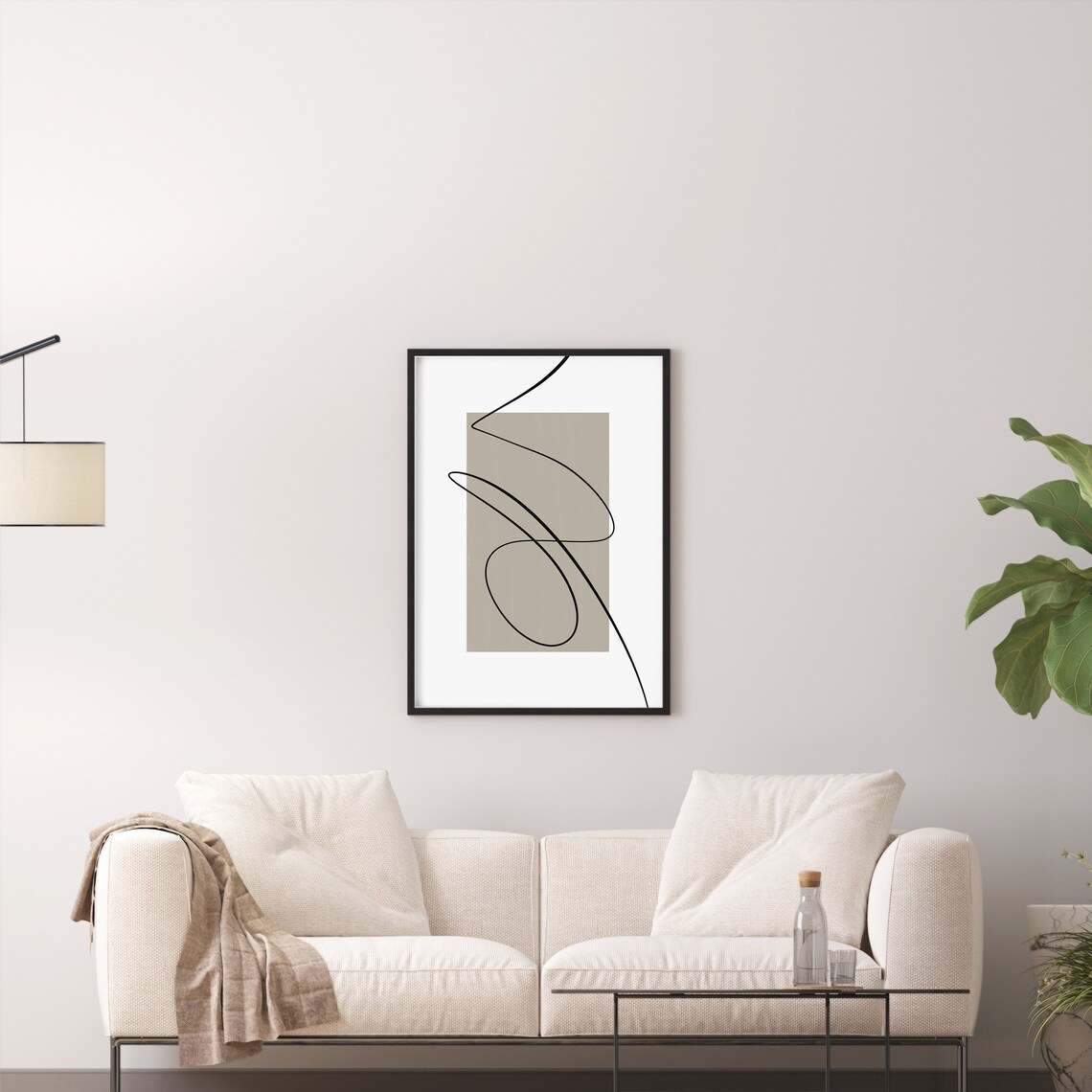 Abstract Single Line Art Minimalist Wall Art Neutral Grey - Etsy
