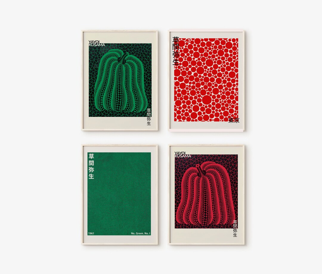 Yayoi Kusama Bundle, Set of 4 Dots Paintings, Minimalist Poster, Jewel ...