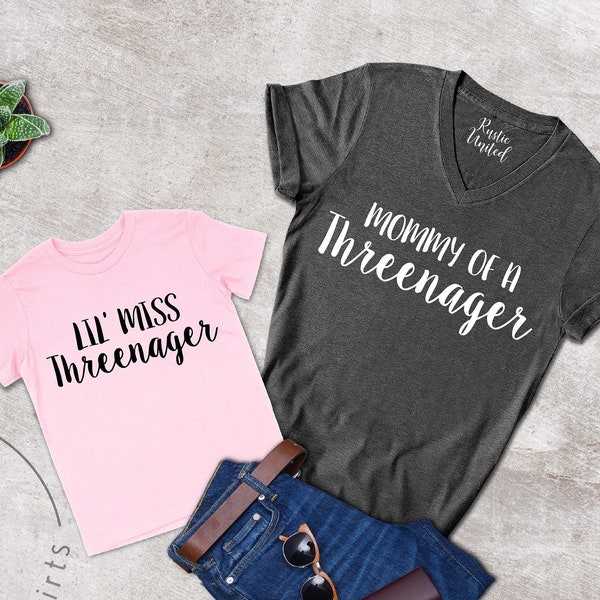 Threenager Tshirt Three Year Old Shirt Little Miss - Etsy