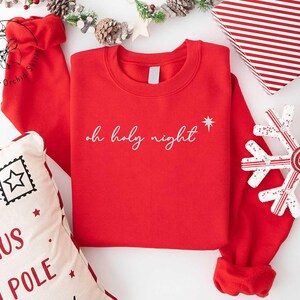 Embroidered Oh Holy Night Sweatshirt, Embroidery Nativity Sweater ...