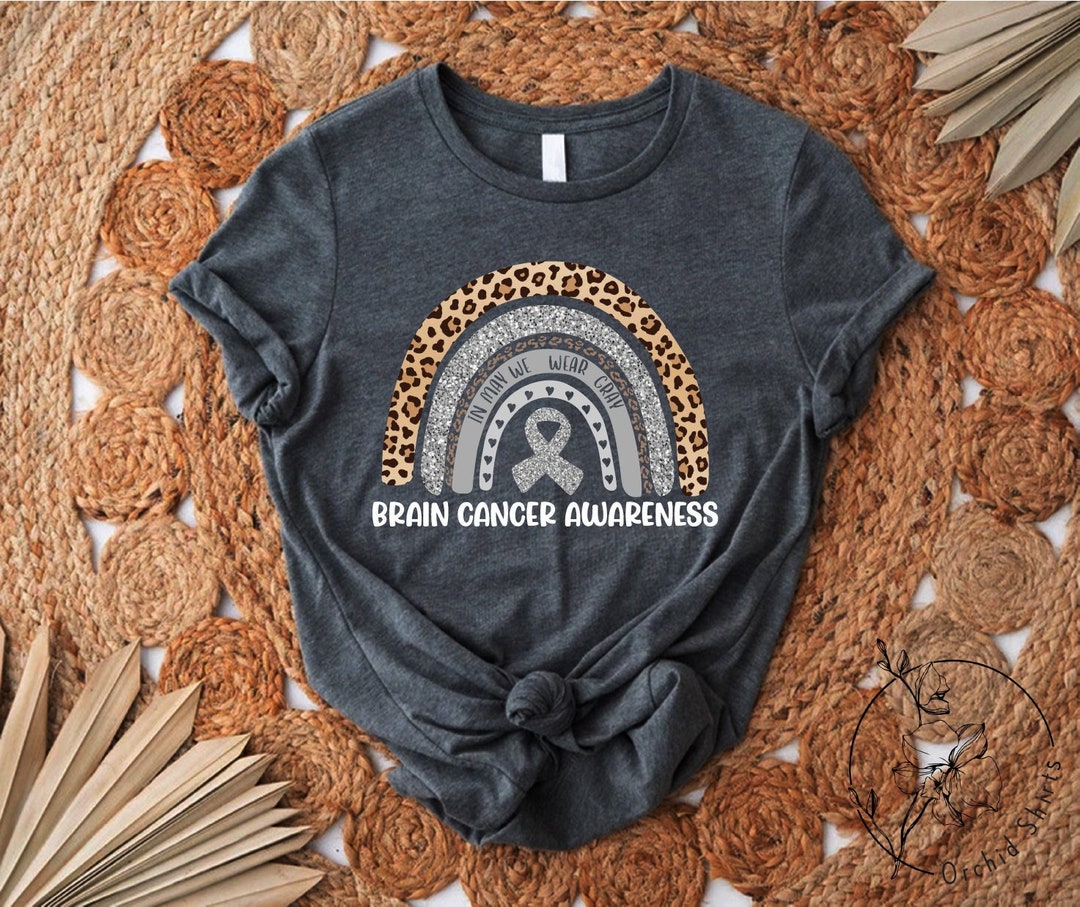 Leopard Rainbow Brain Cancer Awareness Shirt, Gift for Brain Cancer ...
