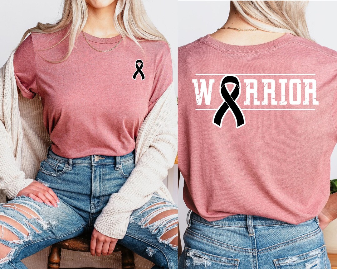 Skin Cancer Warrior Tshirt, Melanoma Awareness Shirt, Black Ribbon ...