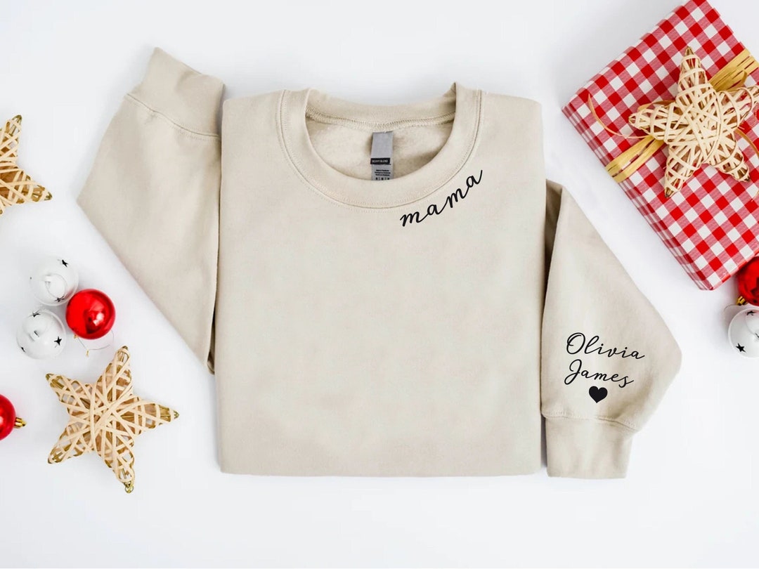 Custom Mama Sweater With Kid Name on Sleeve,personalized Mom Sweatshirt ...