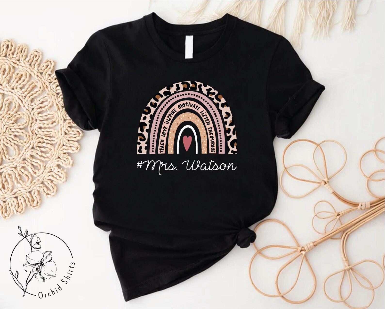 Custom Name Teacher,custom Teacher Shirt,custom Teacher Gift,rainbow ...