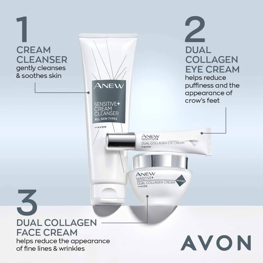 Avon Anew Sensitive Dual Collagen Skincare | Eye Cream | Moisturiser ...