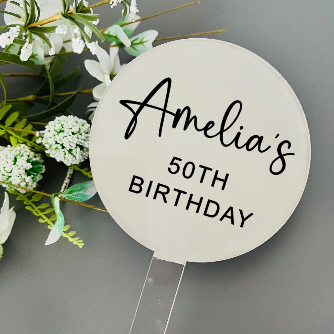 Acrylic Cake Topper With Name & Age. Hand Painted Cake Topper, 21st ...