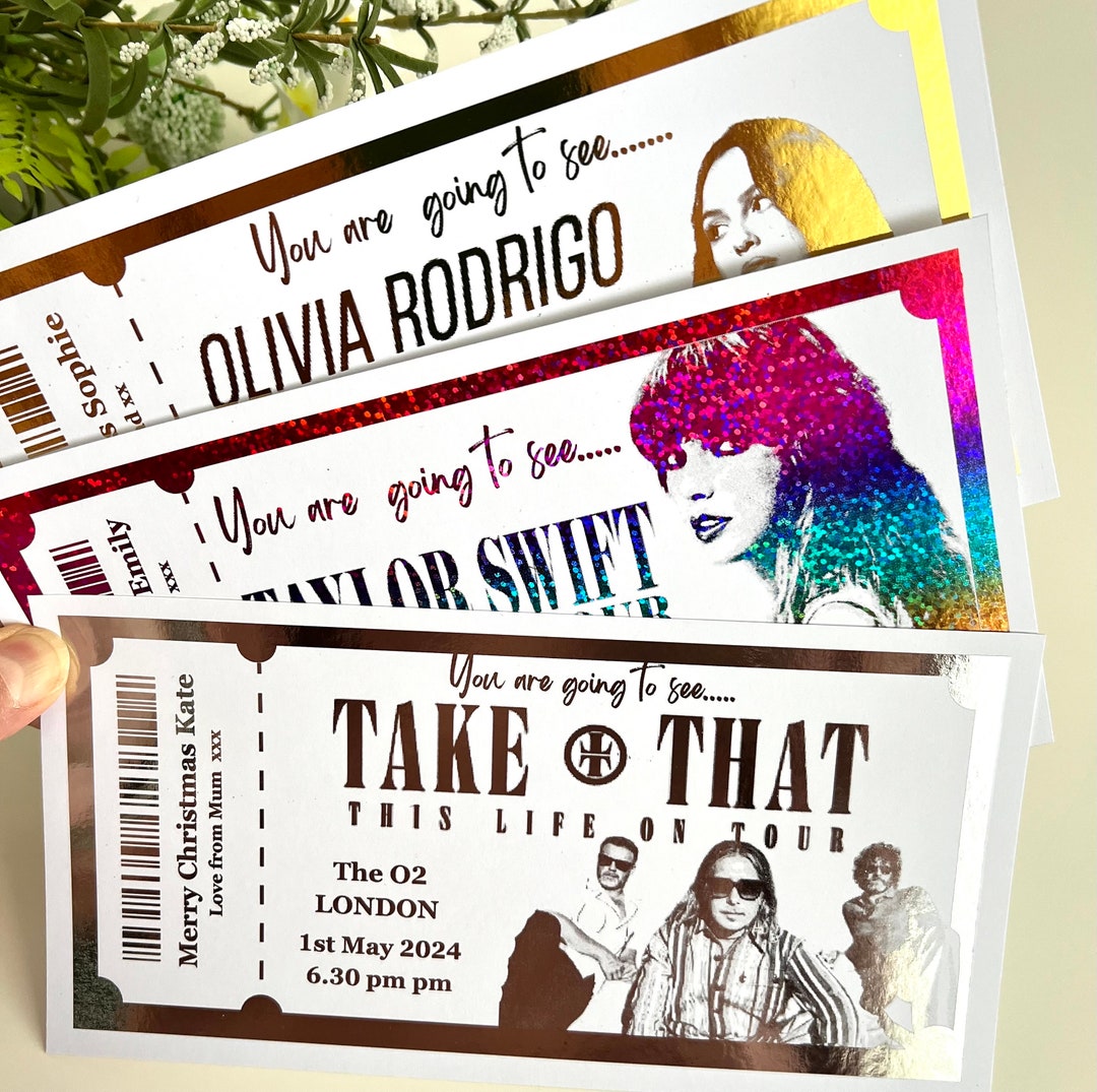 Personalised Foiled Gift Ticket, Concert Ticket, Souvenir Tickets ...