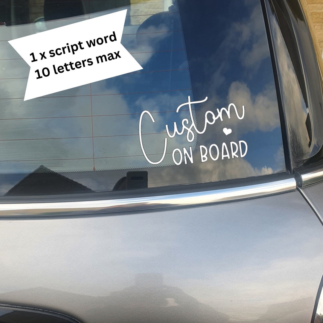 Custom Baby on Board Car Vinyl Decal, Personalised Car Sticker, Child ...