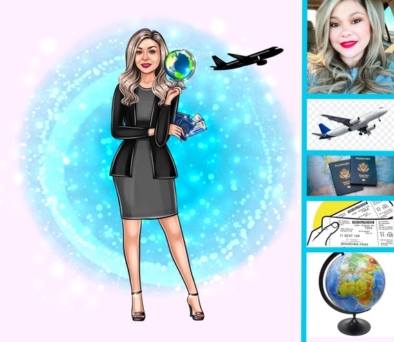 Travel Agent Logocustom Cartoon Logodigital Portrait - Etsy