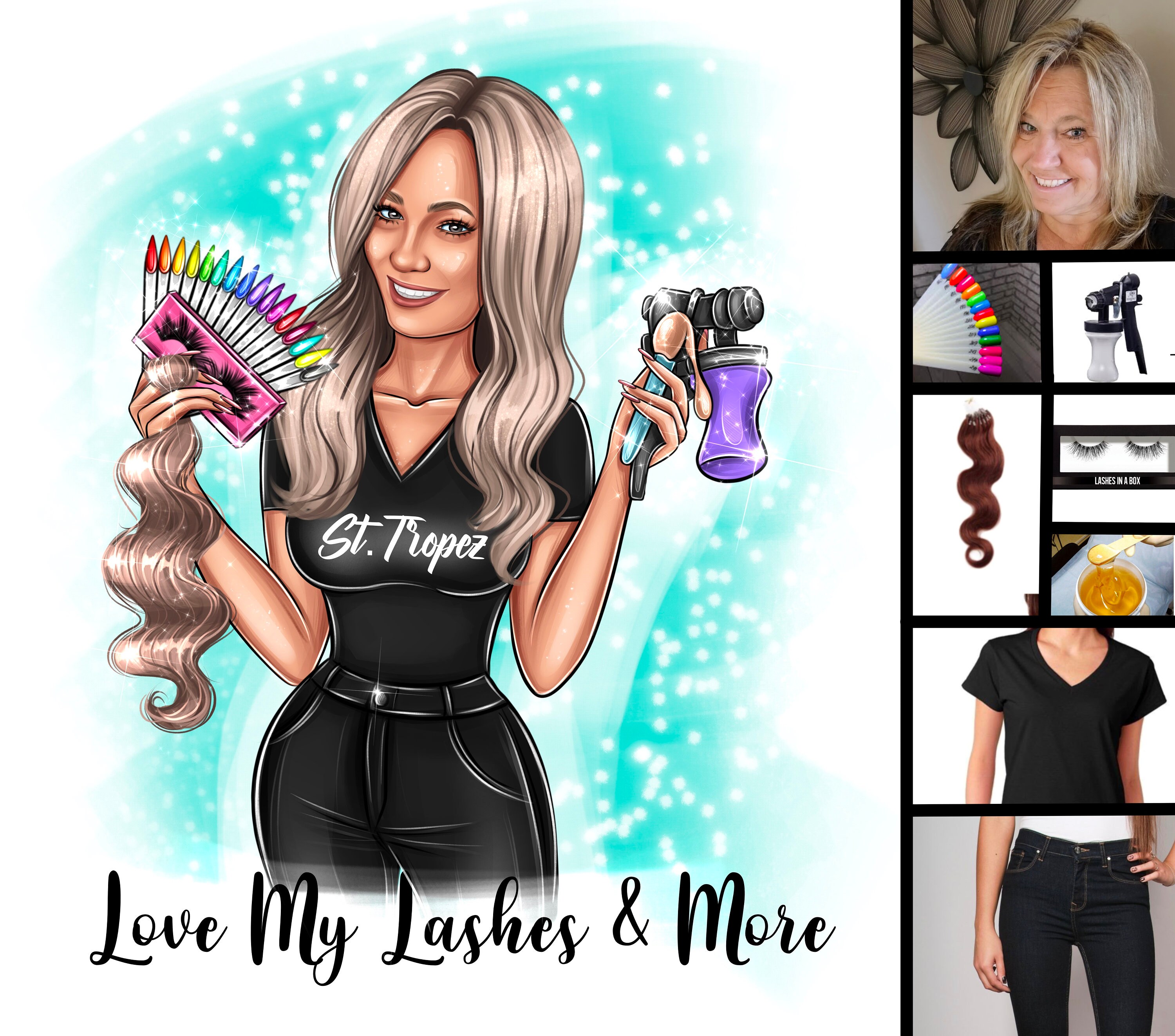 Lash maker logo for business Digital portrait Cartoon logo | Etsy