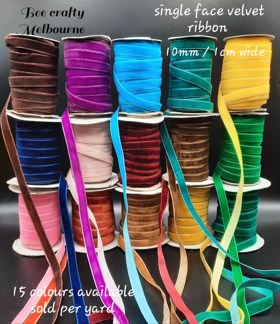 Luxury Velvet Ribbon 10mm Wide/24 Colours/sold per Yard/soft Velvet ...
