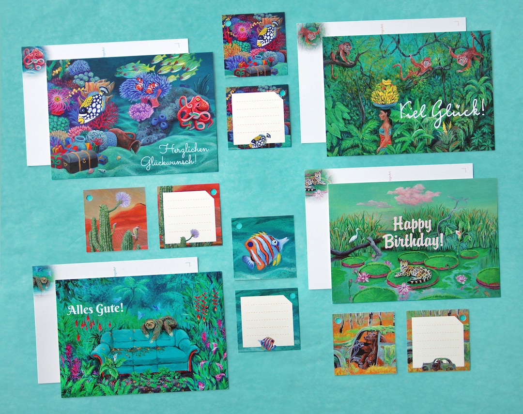 Birthday Set, Postcards and Gift Tags - Etsy