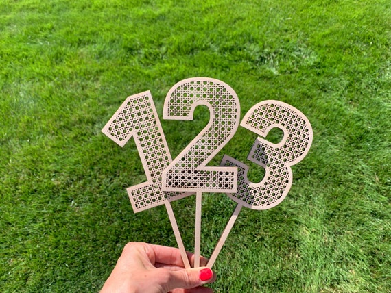 Rattan Number Cake Topper Cane Inspired Cake Topper Boho - Etsy