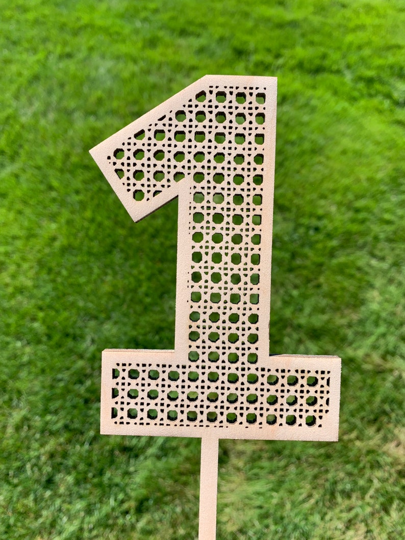 Rattan Number Cake Topper Cane Inspired Cake Topper Boho - Etsy