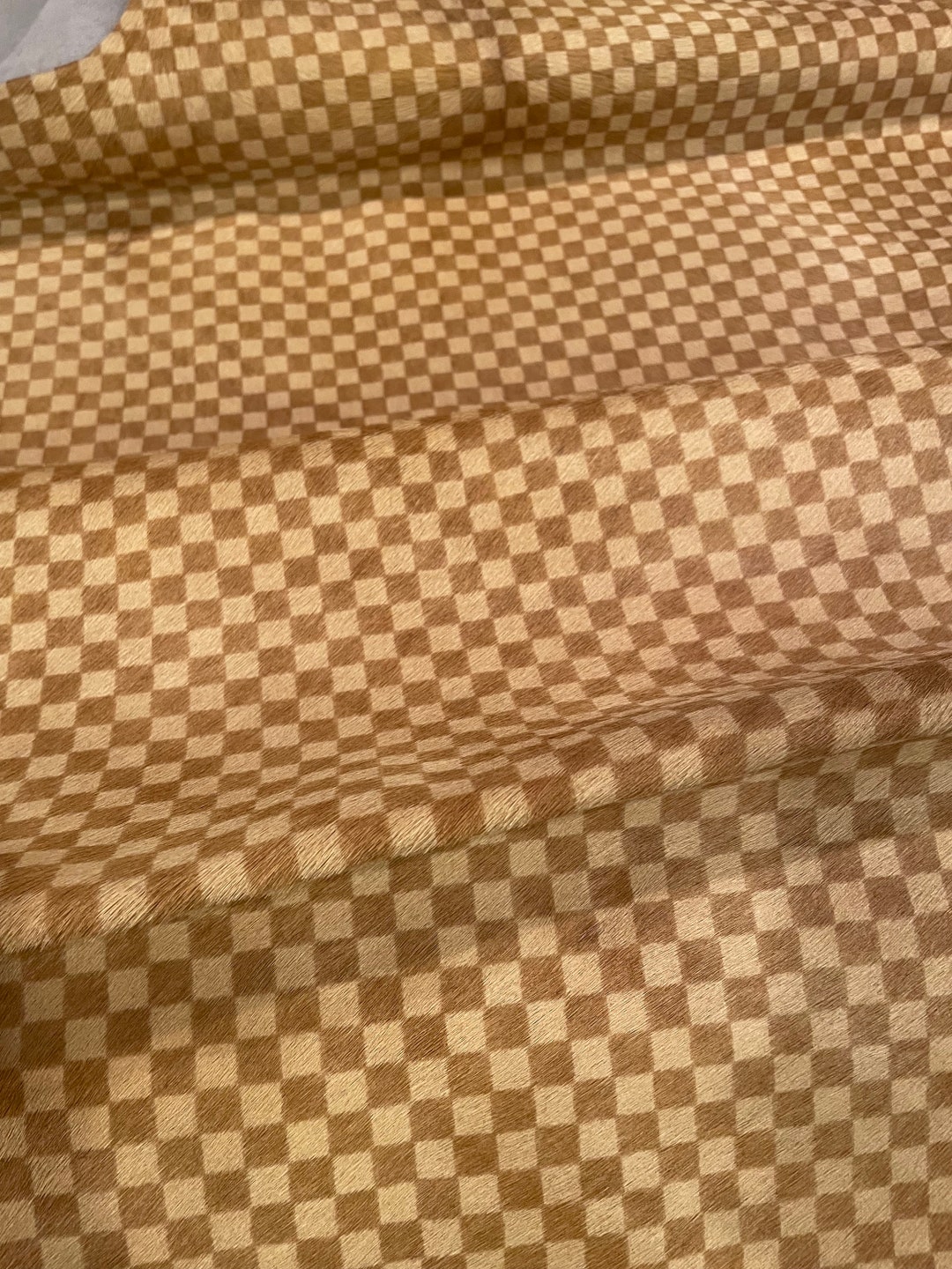 Checkerboard Hair on Hide Leather: Italian Upholstery Fabric - Etsy