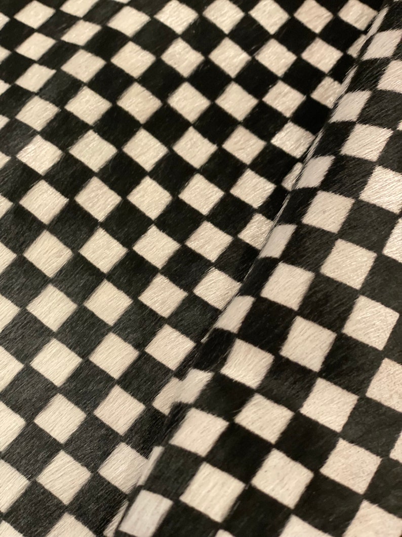Checkerboard Hair on Hide Leather: Italian Upholstery Fabric - Etsy