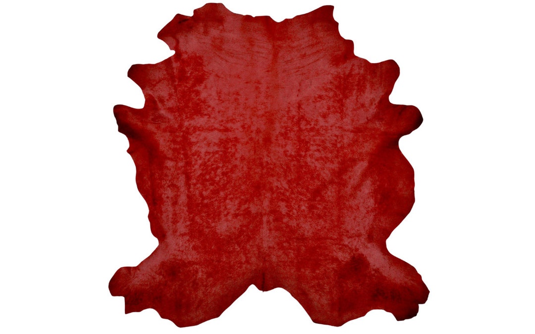 Large Crimson Red Cowhide Genuine Hair on Hide Leather Area Rug Luxury ...