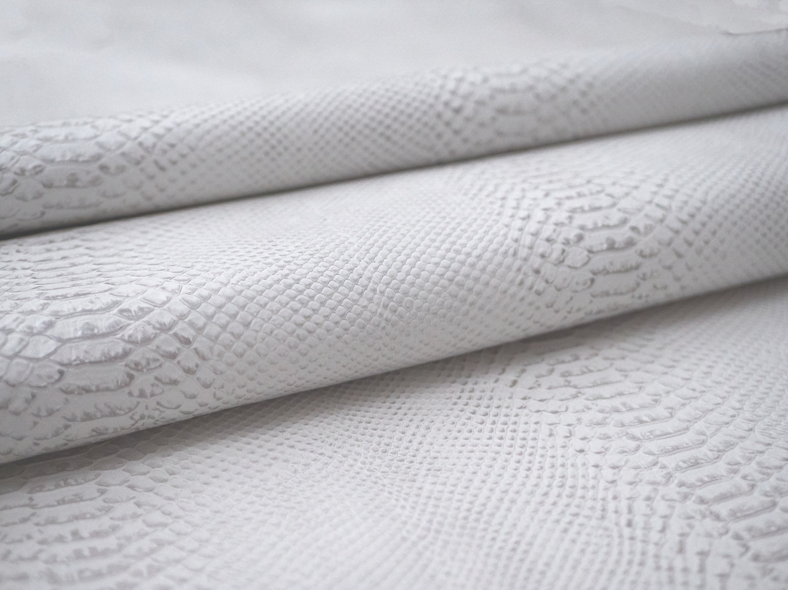 Embossed White Python W/ Silver Tipping Genuine Leather for Upholstery ...