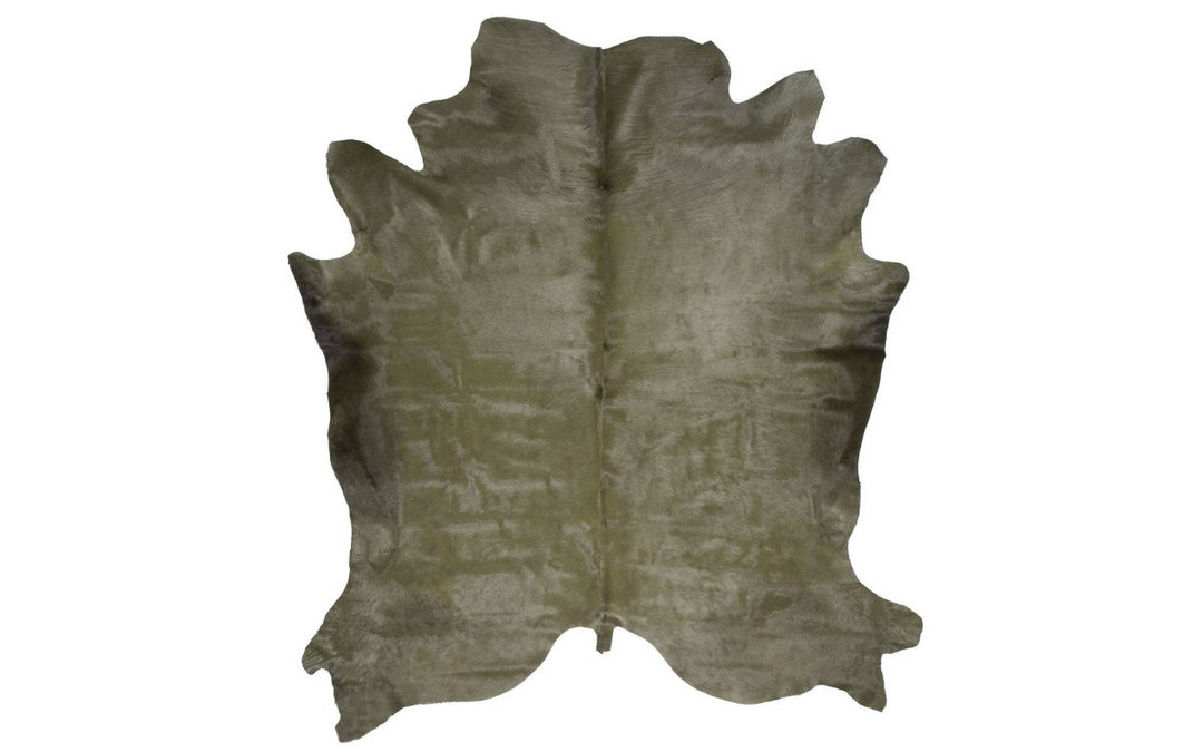 Olive Green Cowhide Genuine Hair on Hide Leather Area Rug Top Quality ...