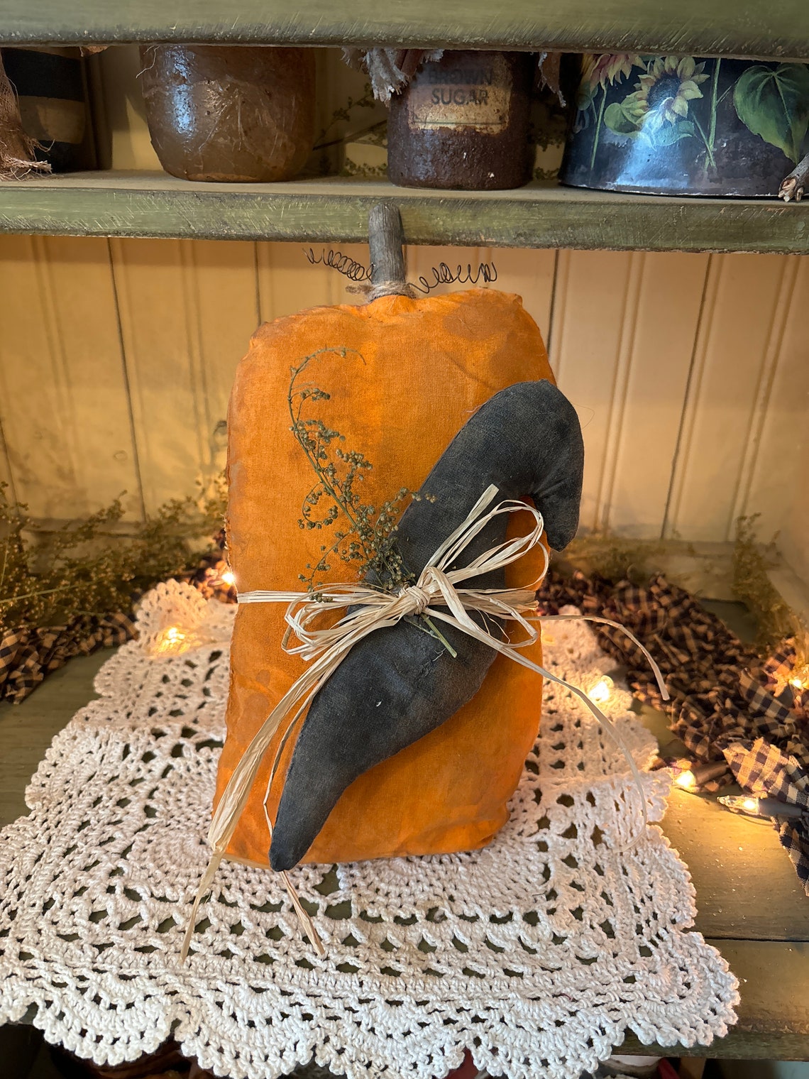 Primitive Pumpkin Crow Decor Halloween Fall - Etsy