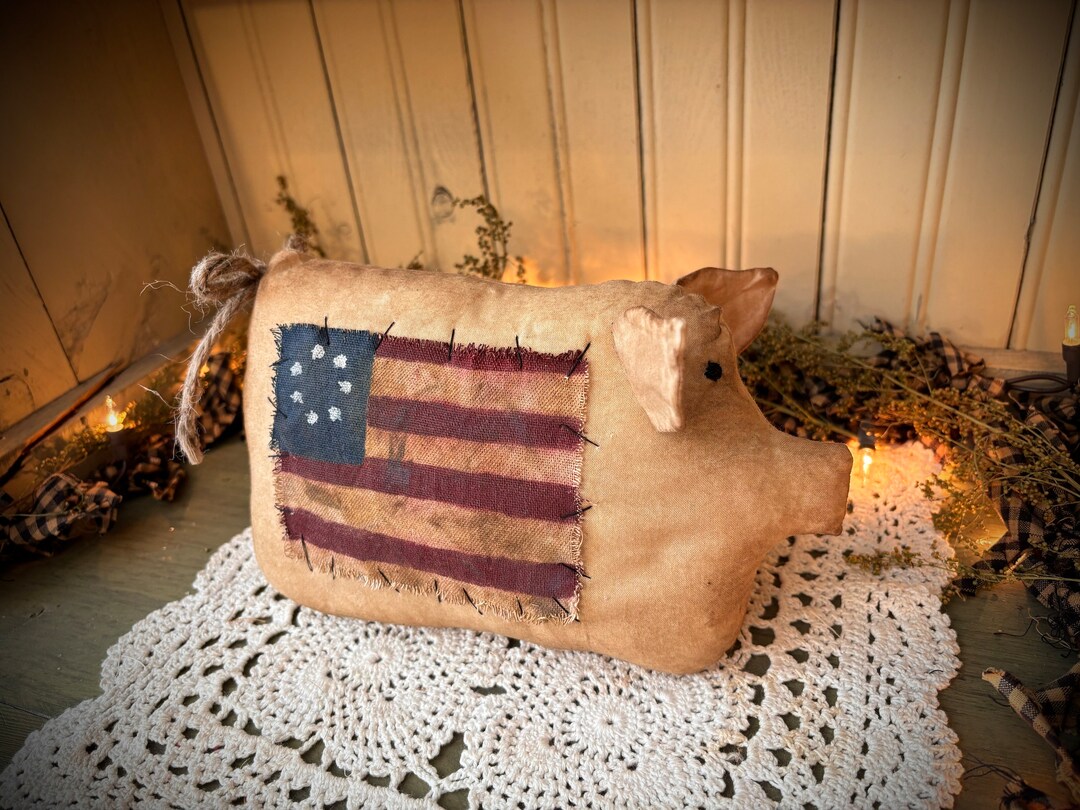 Primitive Patriotic Pig Farmhouse Shelf Sitter Decor - Etsy