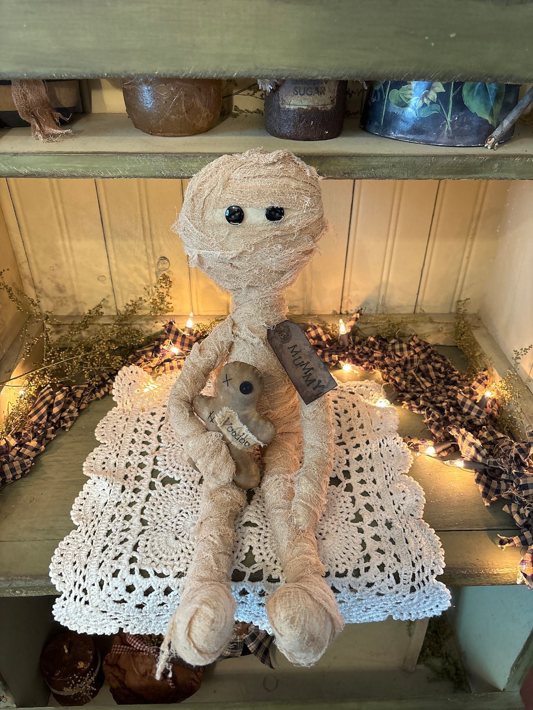 Primitive Fall Mummy With Voodoo Doll Halloween Spooky Farmhouse Decor ...