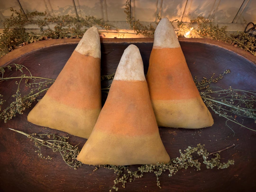 Primitive Candy Corn Set of 3 Halloween Folk Art Fall Decor Farmhouse ...