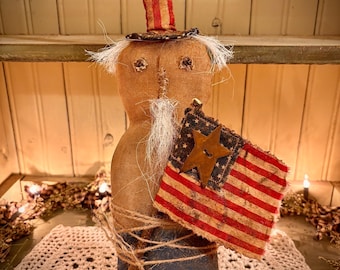 Primitive Uncle Sam Doll - 4th of July Decoration - Americana Folk Art ...
