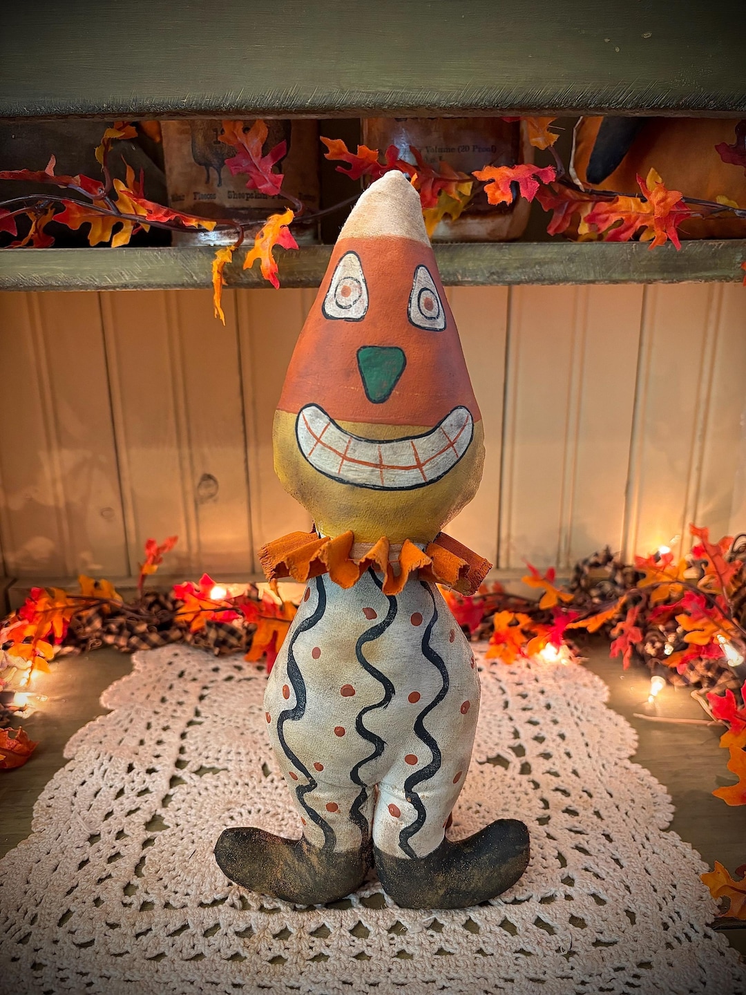 Primitive Retro Halloween Candy Corn Clown Vintage Inspired Distressed ...