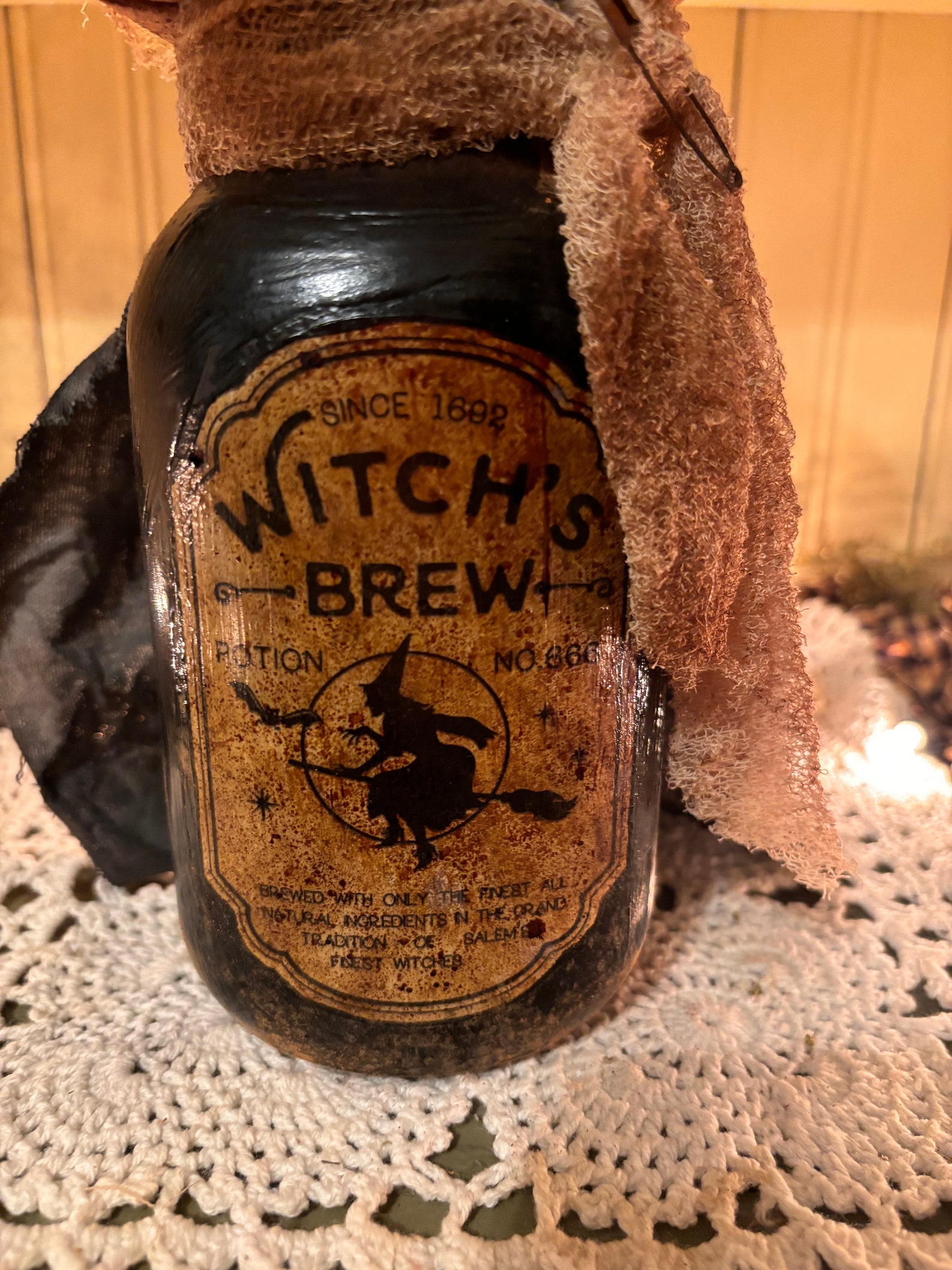 Primitive Grungy Witch Glass Jar Halloween Fall Farmhouse Decor Fall ...