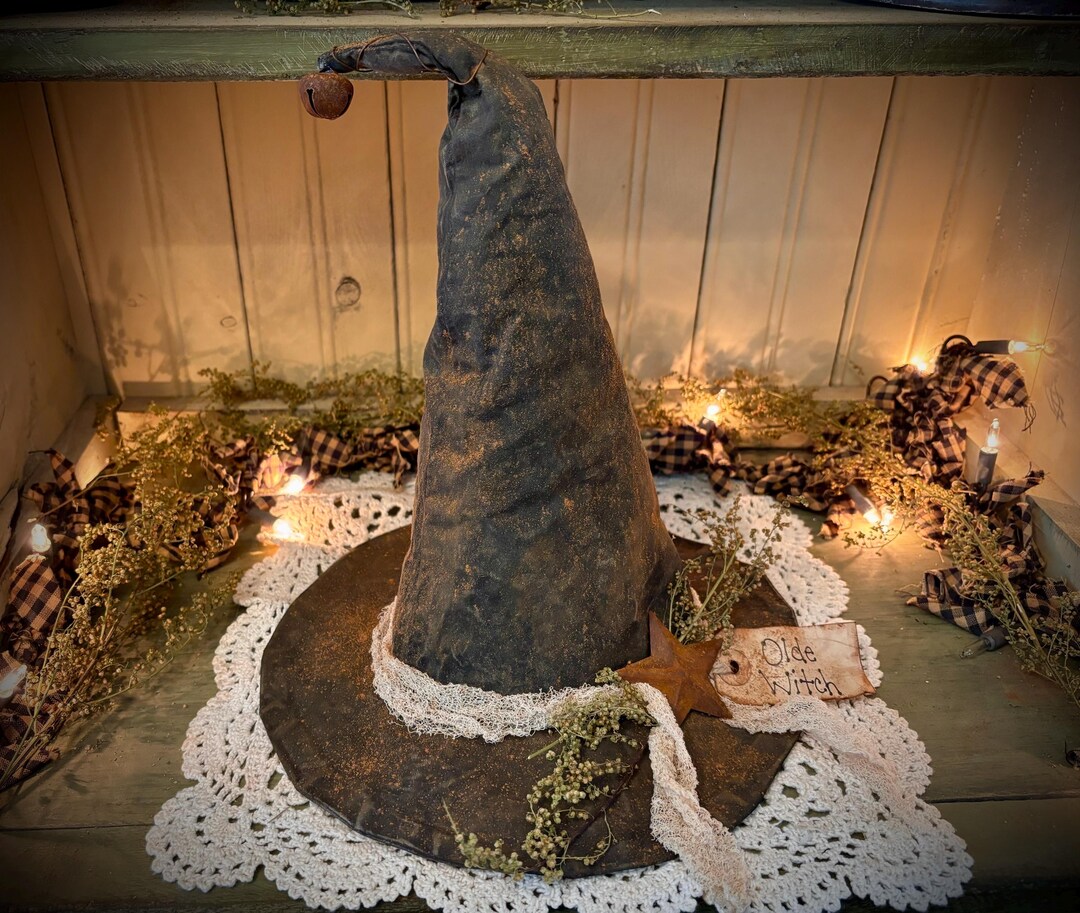 Primitive Witch Hat Fall Halloween Folk Art Farmhouse Spooky Decor - Etsy