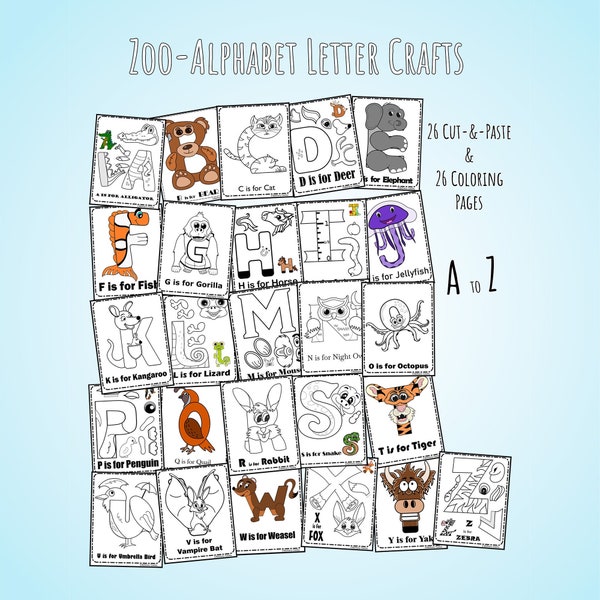 Zoo Alphabet Letter Crafts - Etsy
