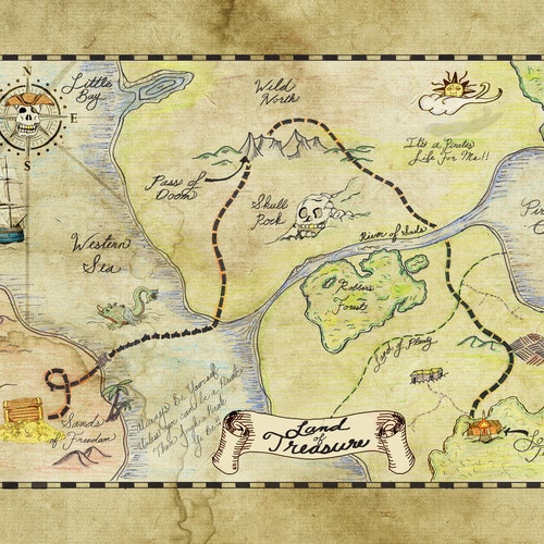 Ancient Map Skull Pirate Treasure Map Skull Map - Etsy UK