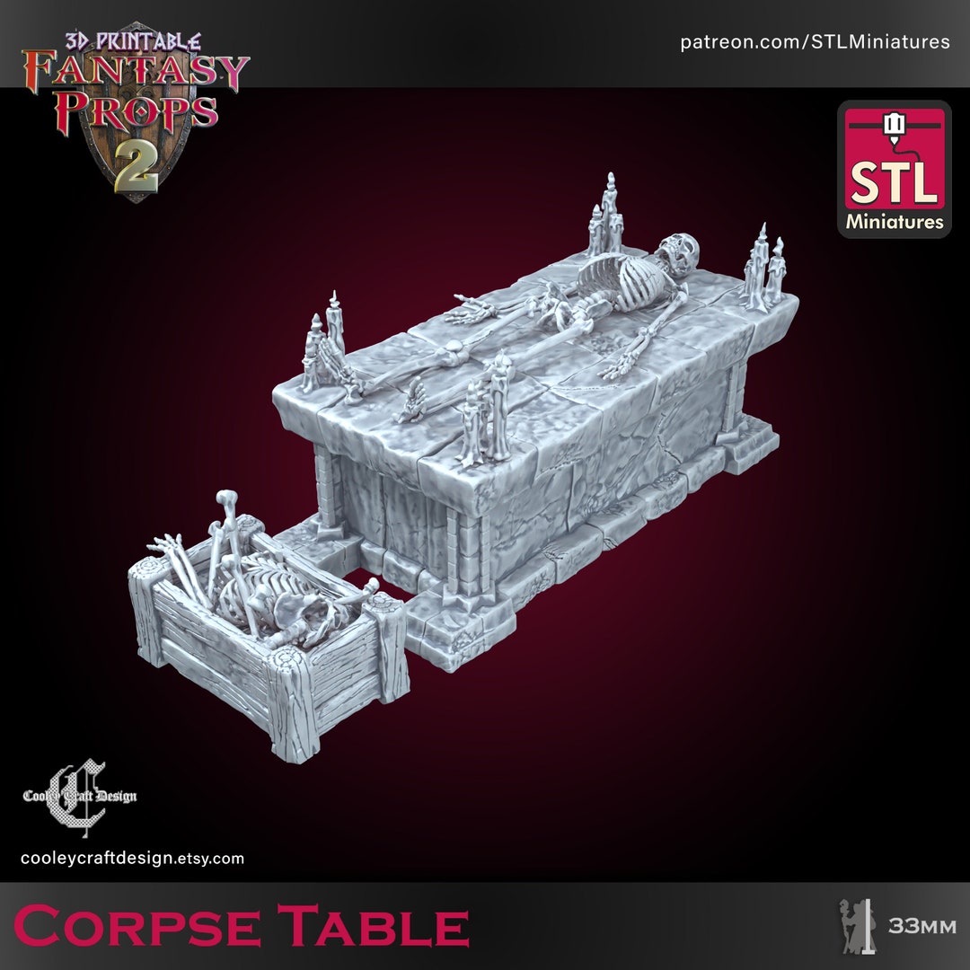 Corpse Table 3D Printed Minis D&D Props Gaming Tabletop STL Miniatures ...