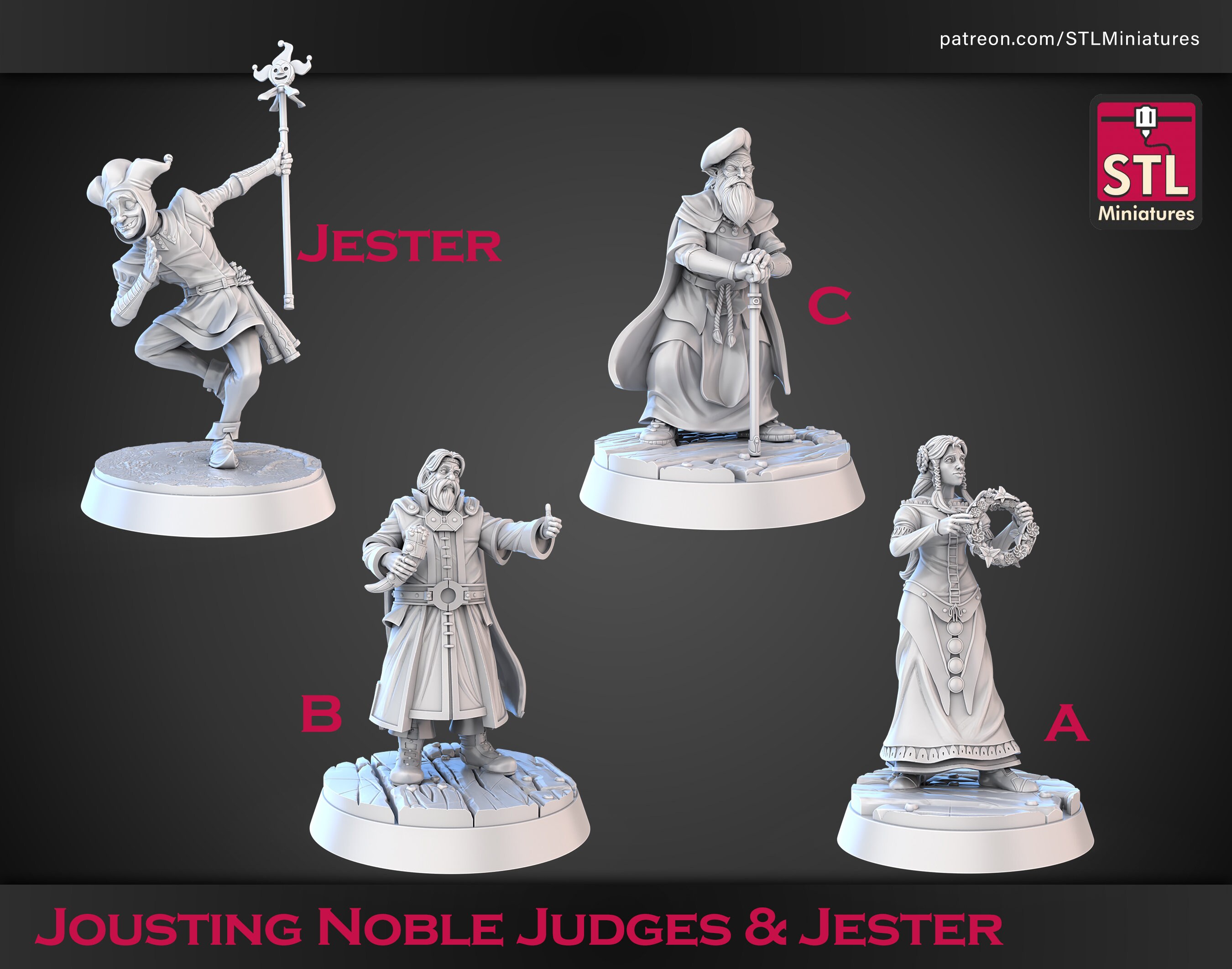 Jousting Set 3D Printed Knight Minis D&D Props Gaming Tabletop STL ...