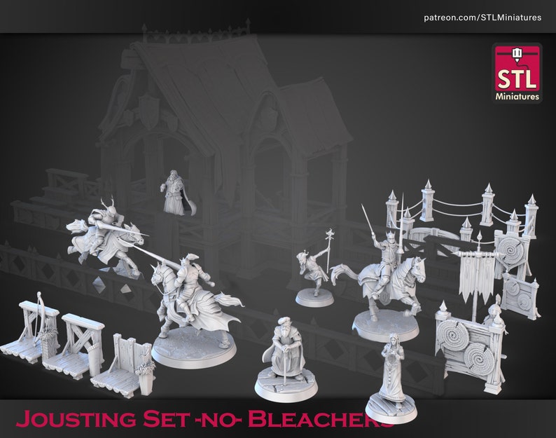Jousting Set 3D Printed Knight Minis D&D Props Gaming Tabletop STL ...
