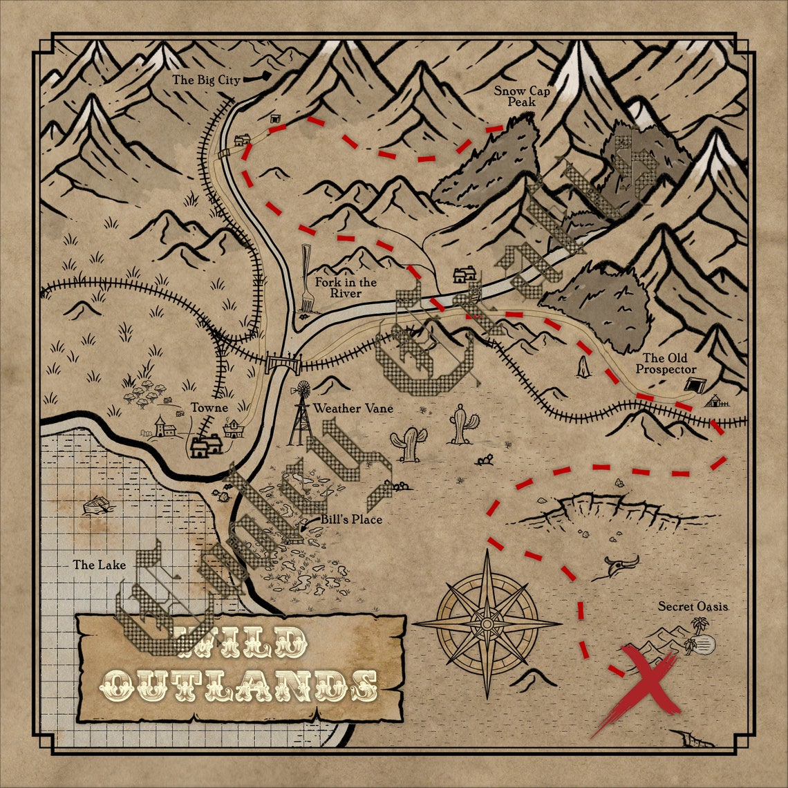 Wild West Cowboy Treasure Map - Etsy