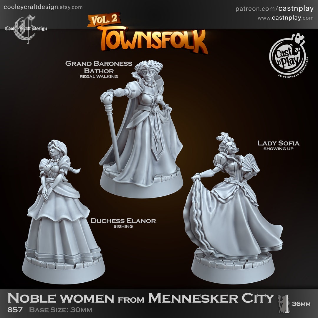 Townsfolk Vol. 2 Noble Women 3D Printed Minis D&D Gaming Tabletop Cast ...