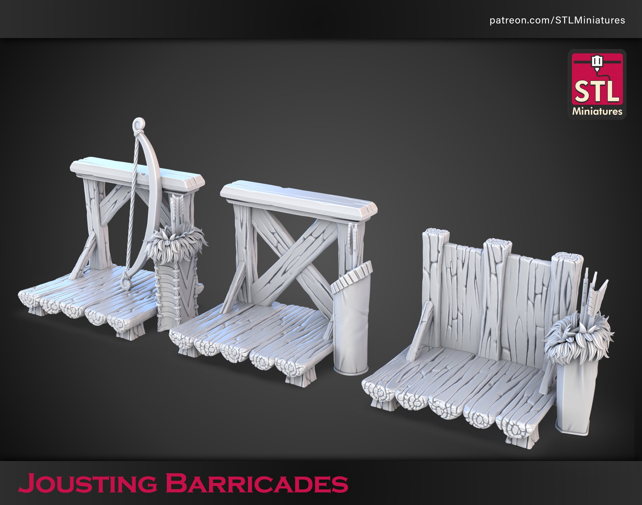 Jousting Set 3D Printed Knight Minis D&D Props Gaming Tabletop STL ...
