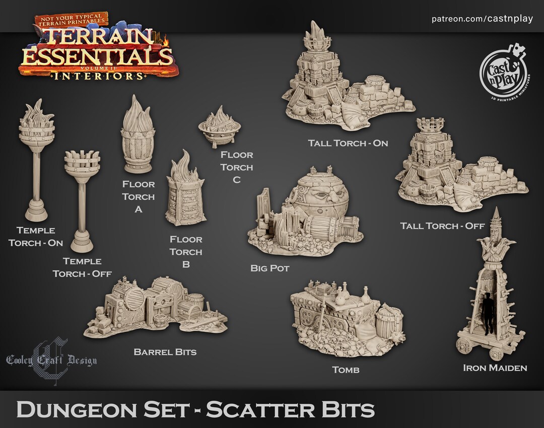 Dungeon Scatter Bits Props 3D Printed Minis D&D Props Gaming Tabletop ...