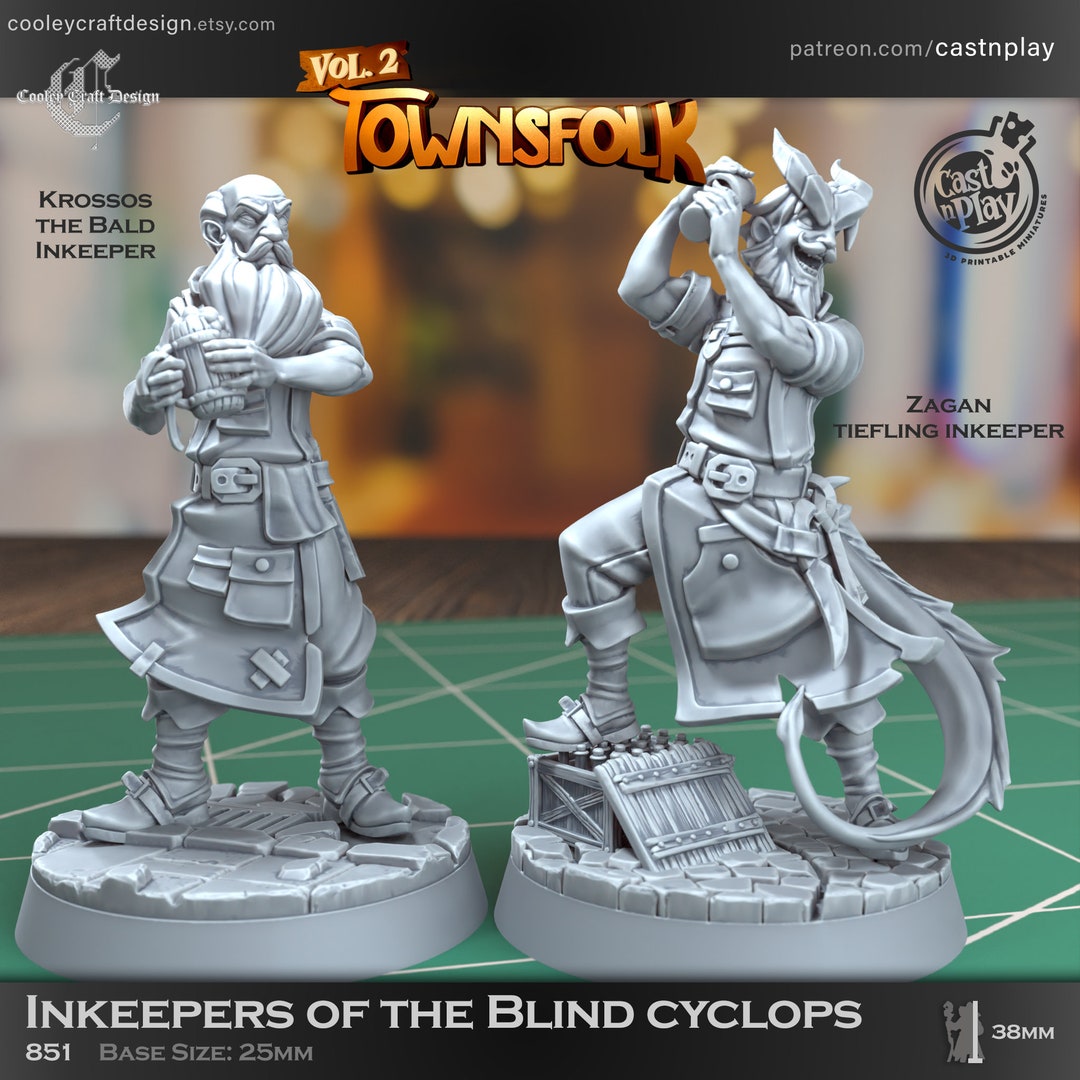 Townsfolk Vol. 2 Innkeepers 3D Printed Minis D&D Gaming Tabletop Cast-n ...