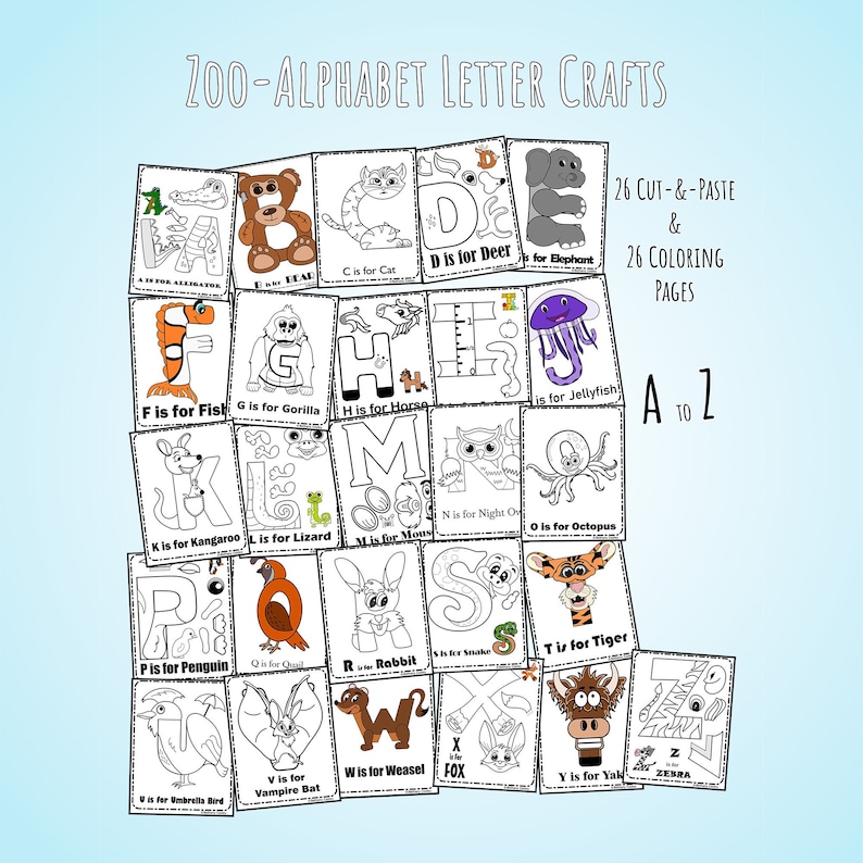 A-Z Zoo-alphabet (zoo Phonics Inspired) Letter Crafts - Etsy
