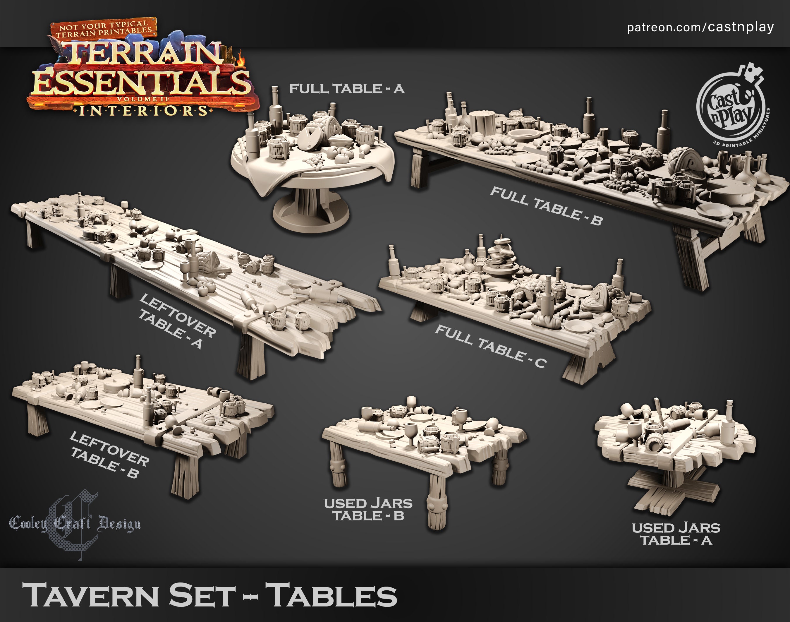 Table and Chair Props 3D Printed Minis D&D Props Gaming Tabletop Cast-n ...