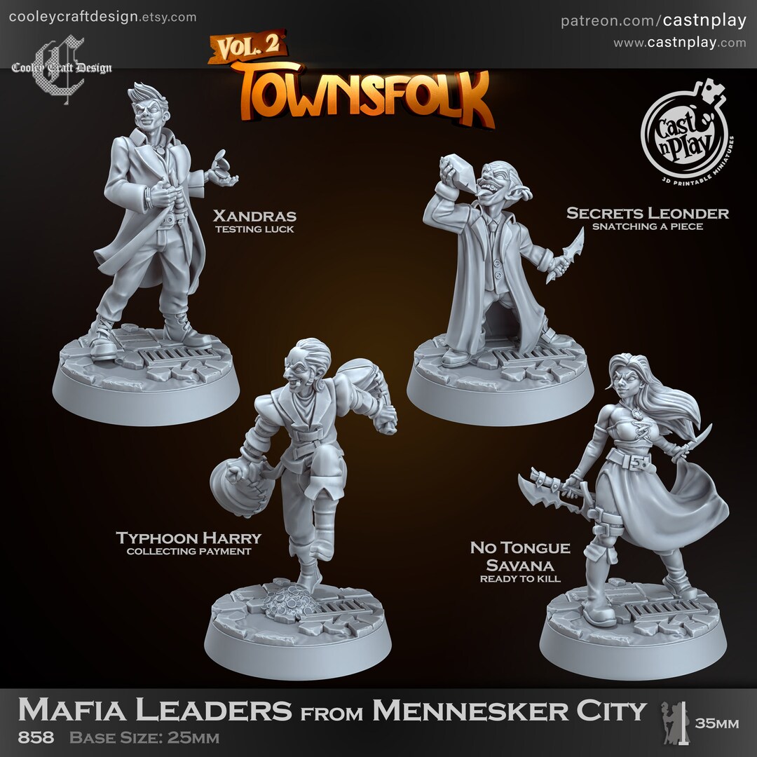 Townsfolk Vol. 2 –mafia | 3D Printed Minis | D&D | Gaming | Tabletop ...